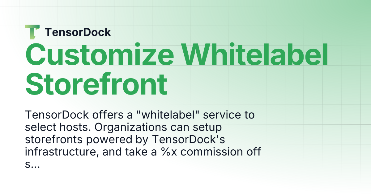 Customize Whitelabel Storefront | TensorDock