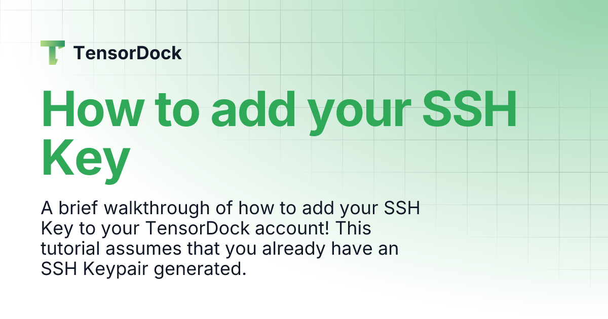 How to add your SSH Key | TensorDock
